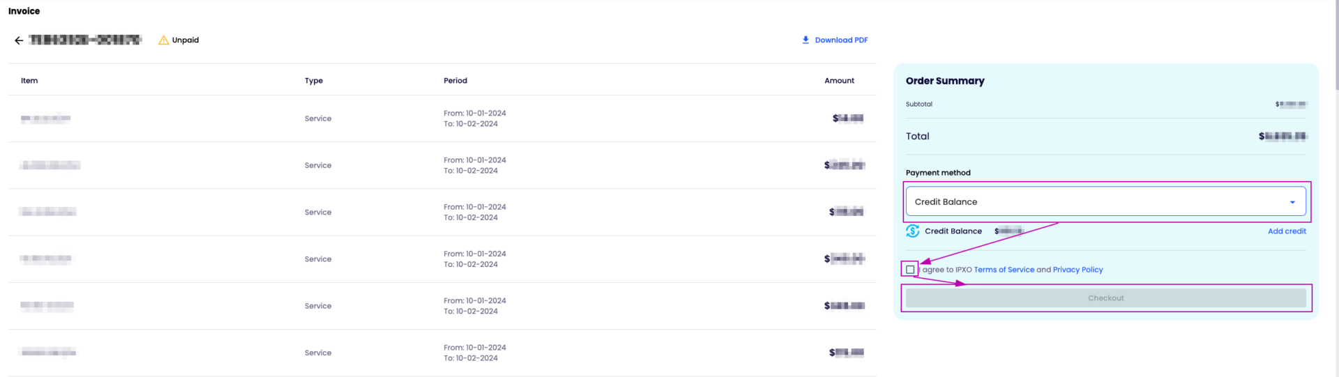 How To Pay For a Generated Invoice - IPXO Knowledge Base